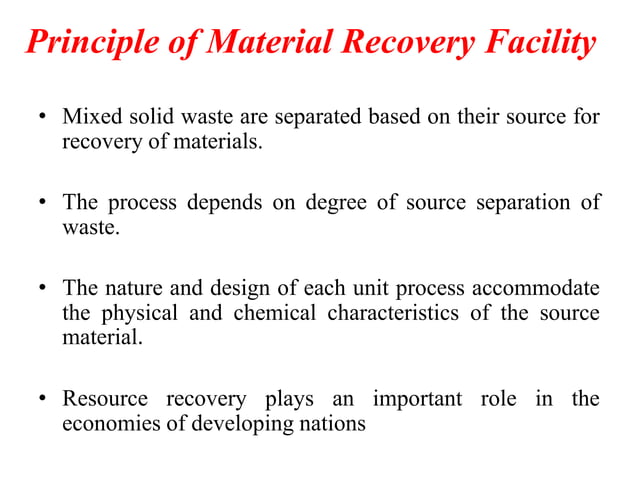 Material Recovery Facility- MSW | PPT