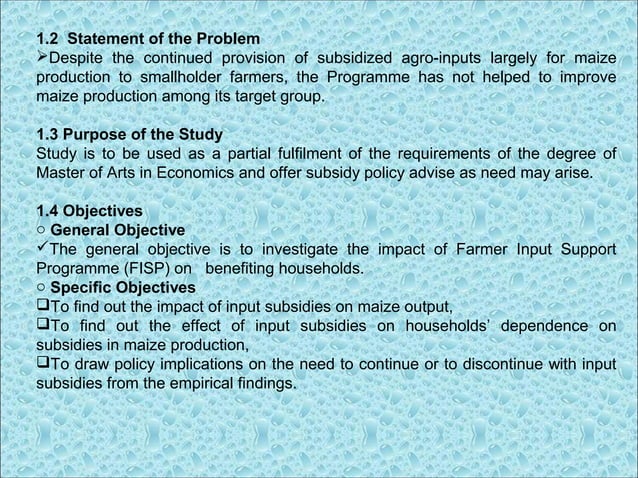 Oral Presentation - Impact of Farmer Input Support Programme on ...