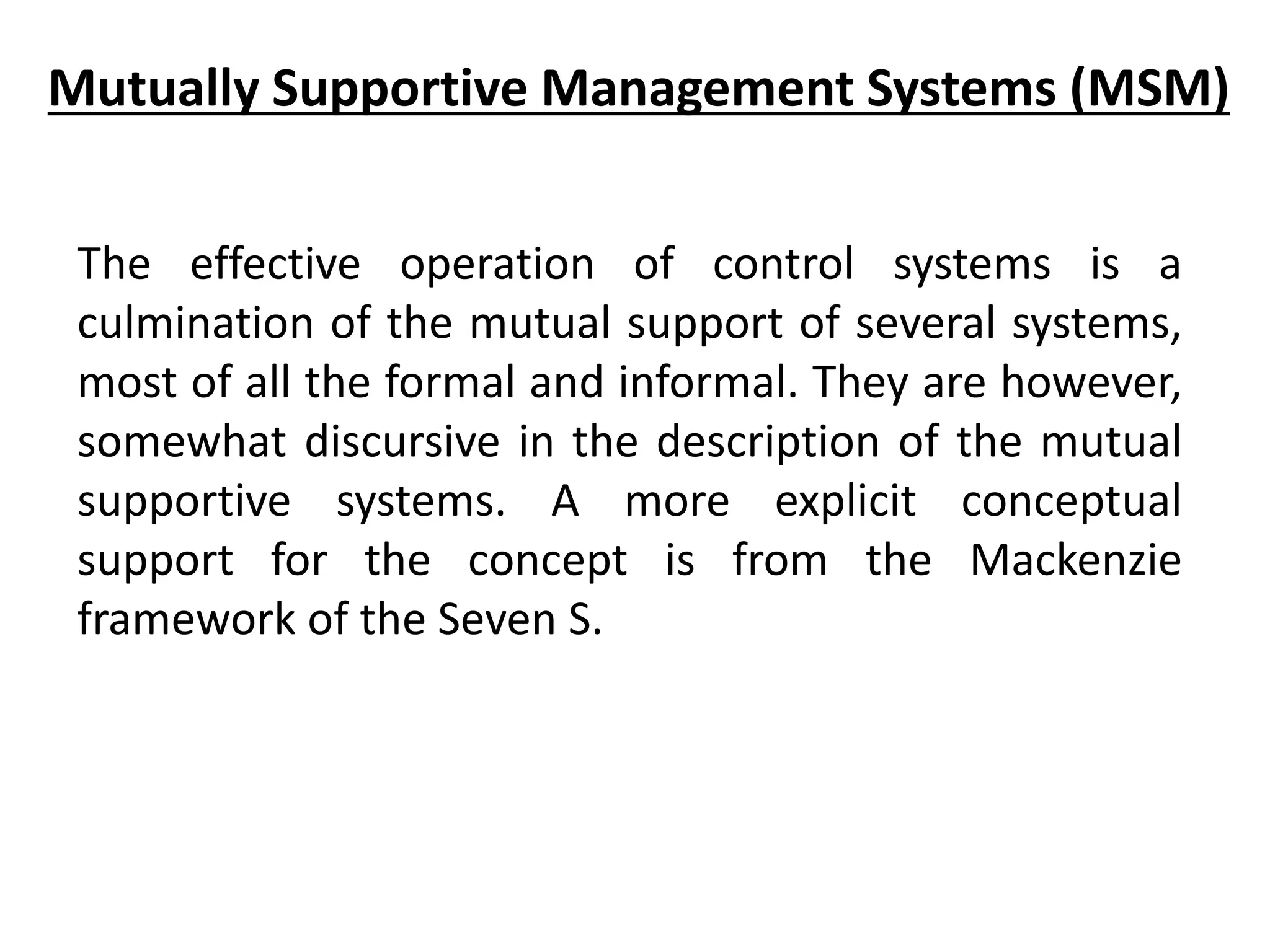 Mutually Supportive Management Systems | PPT