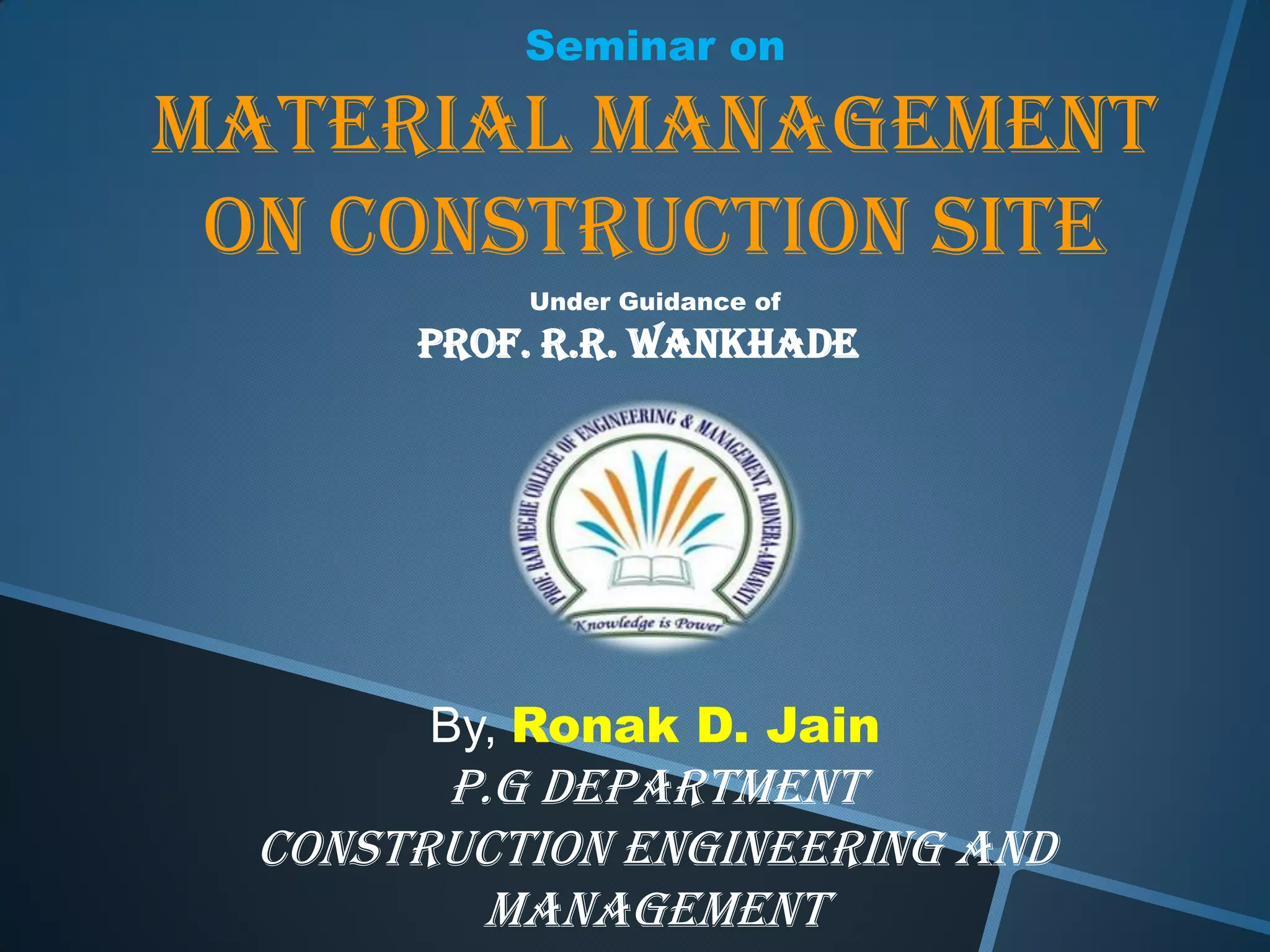 Material management on construction site | PPTX