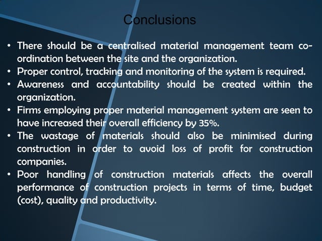 Material management on construction site | PPTX
