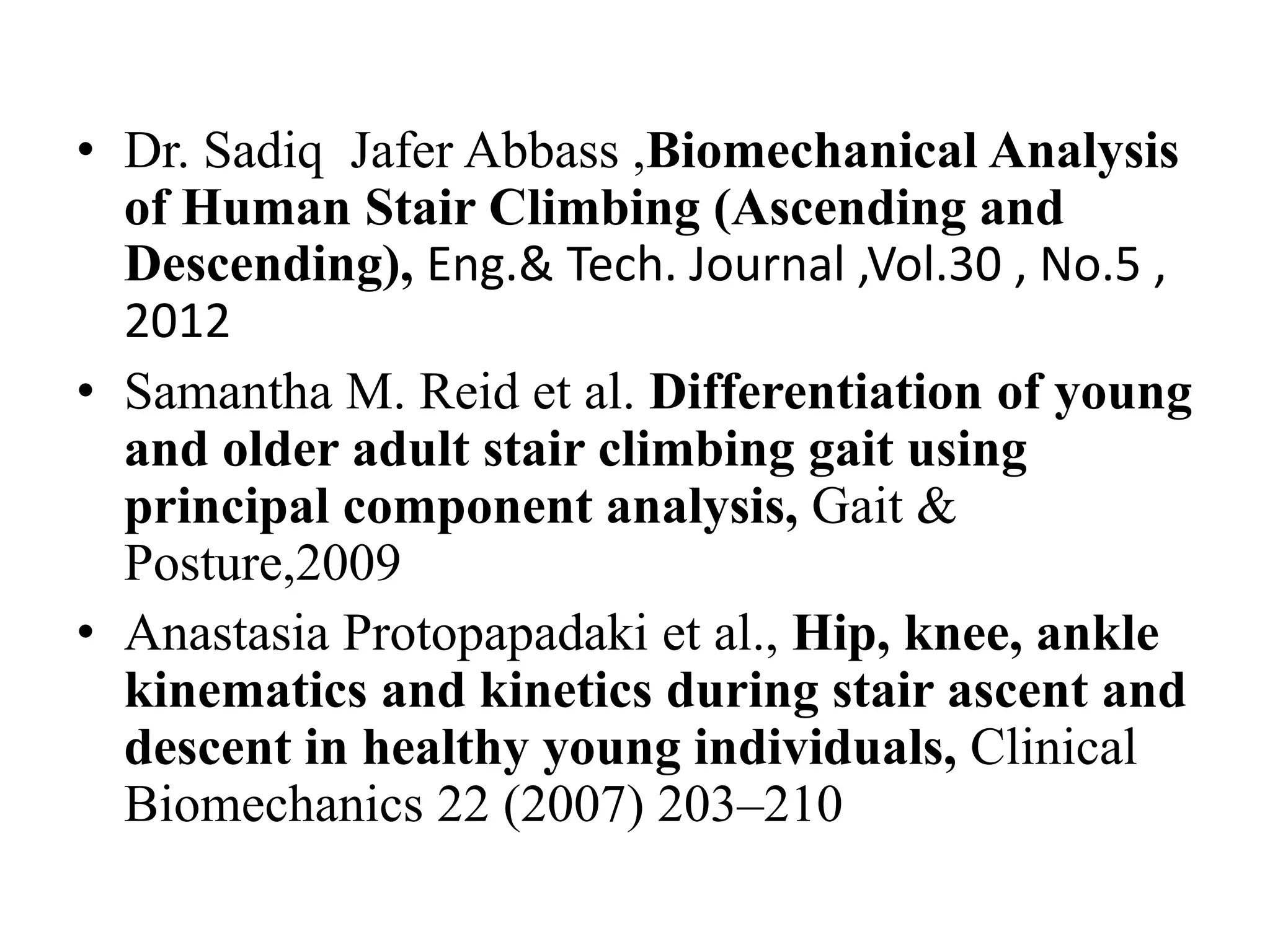 biomechanics of stair climbing | PPTX