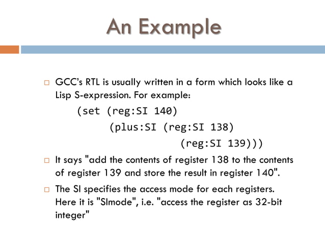 GCC RTL and Machine Description | PPTX | Programming Languages | Computing