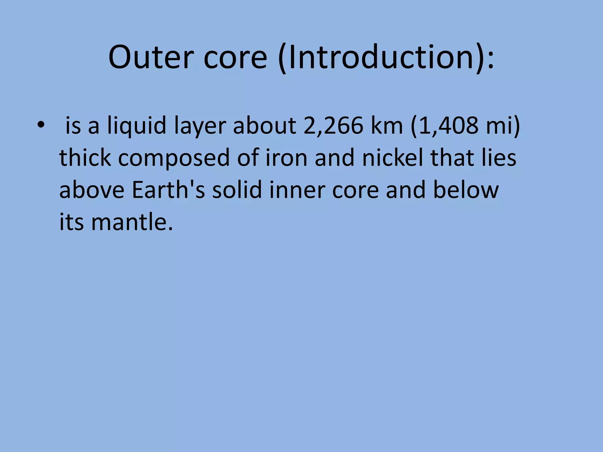 Earth´s inner and outer core (Presentation #1 Biology L2 project) | PPTX