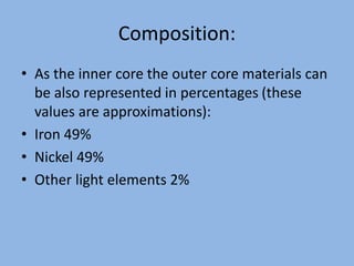 Earth´s inner and outer core (Presentation #1 Biology L2 project) | PPT