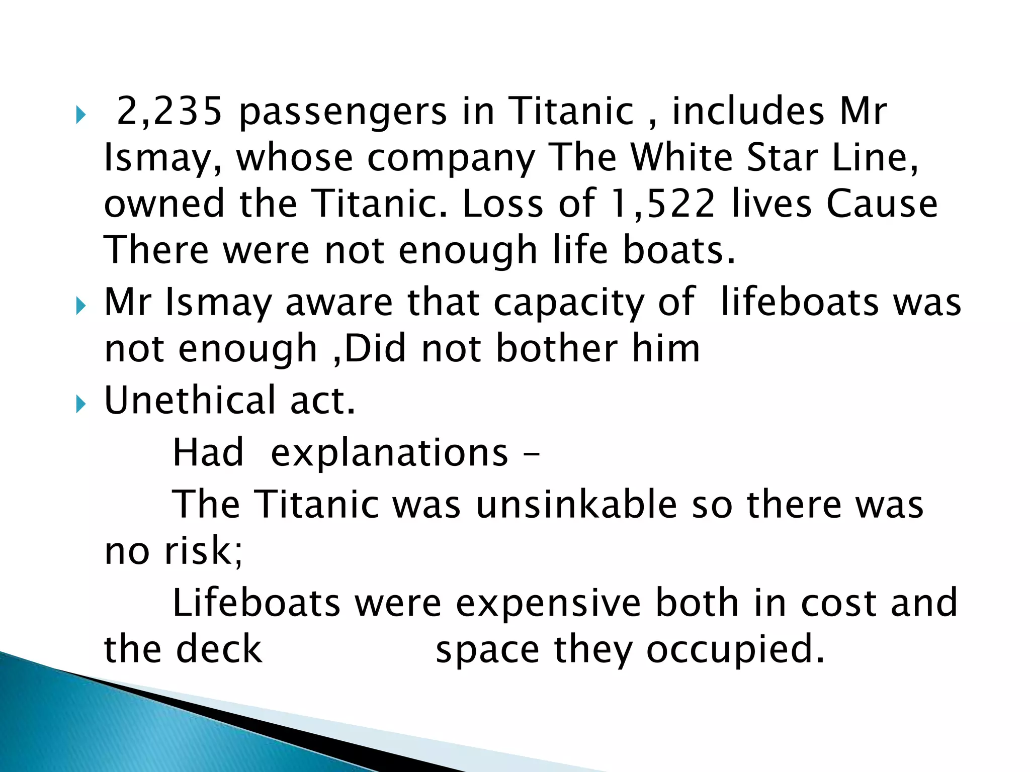 TITANIC'S ETHICAL CASE STUDY | PPTX