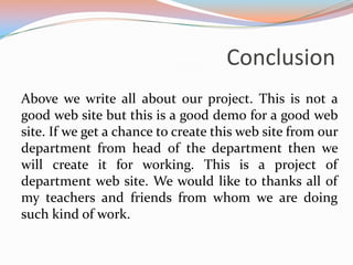 Presentation on a website of Department of computer science and ...