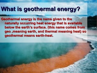 Definition Of Geothermal Energy