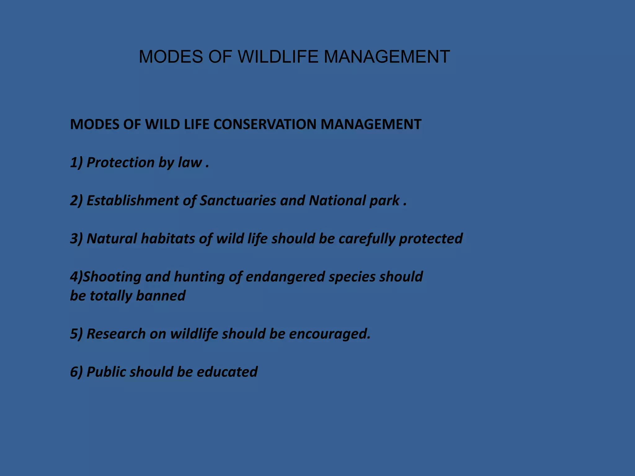 A BRIEF OVERVIEW ON WILDLIFE MANAGEMENT | PPTX