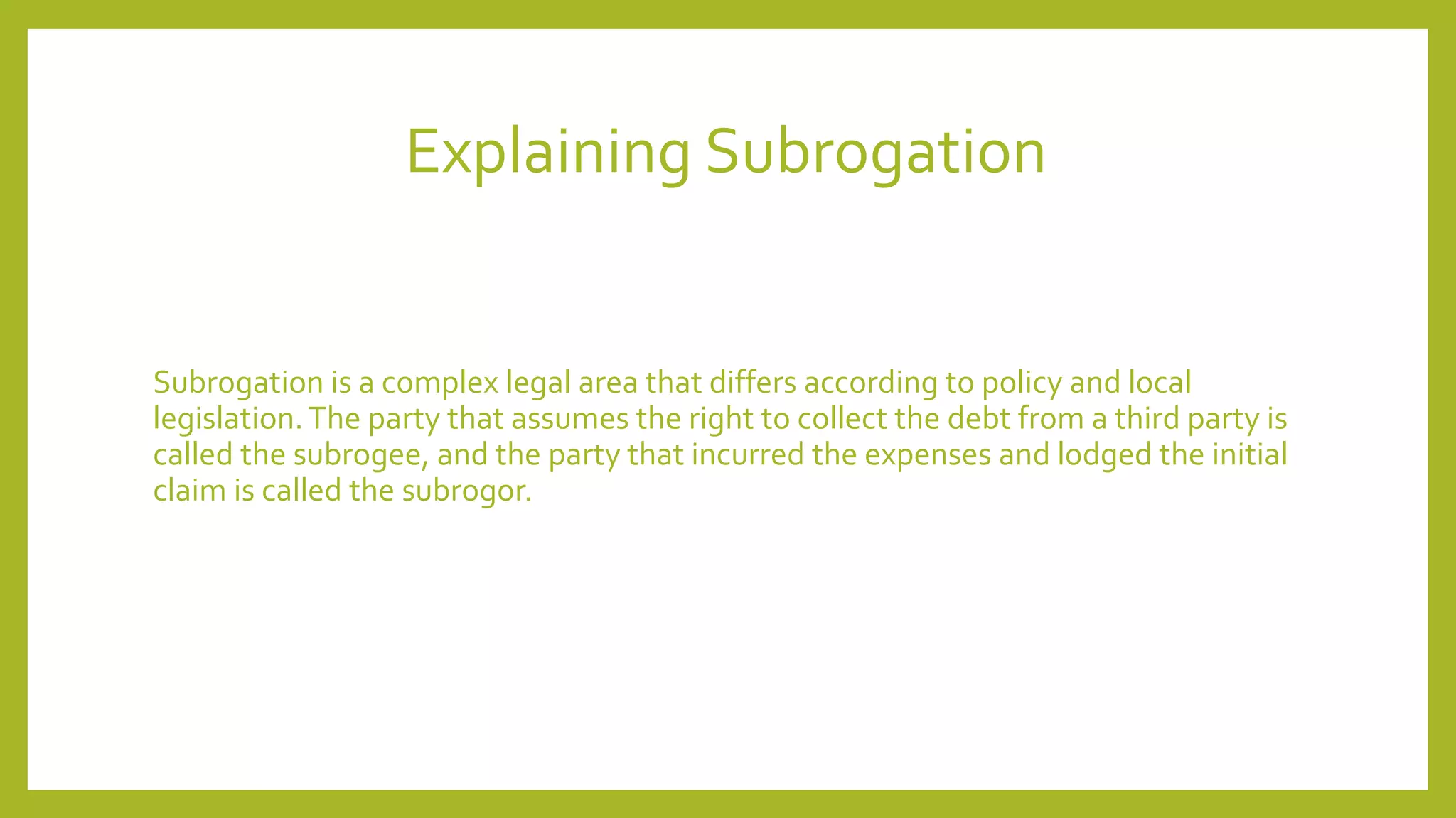 Explaining Subrogation | PPTX