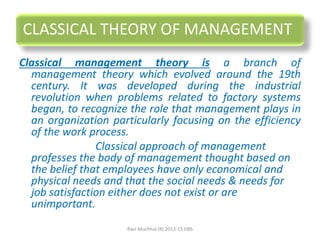 Classical theory of management | PPTX