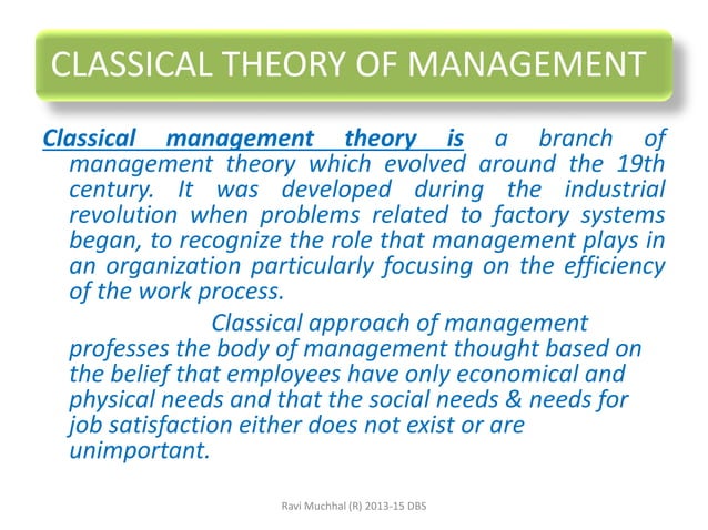 Classical theory of management | PPTX