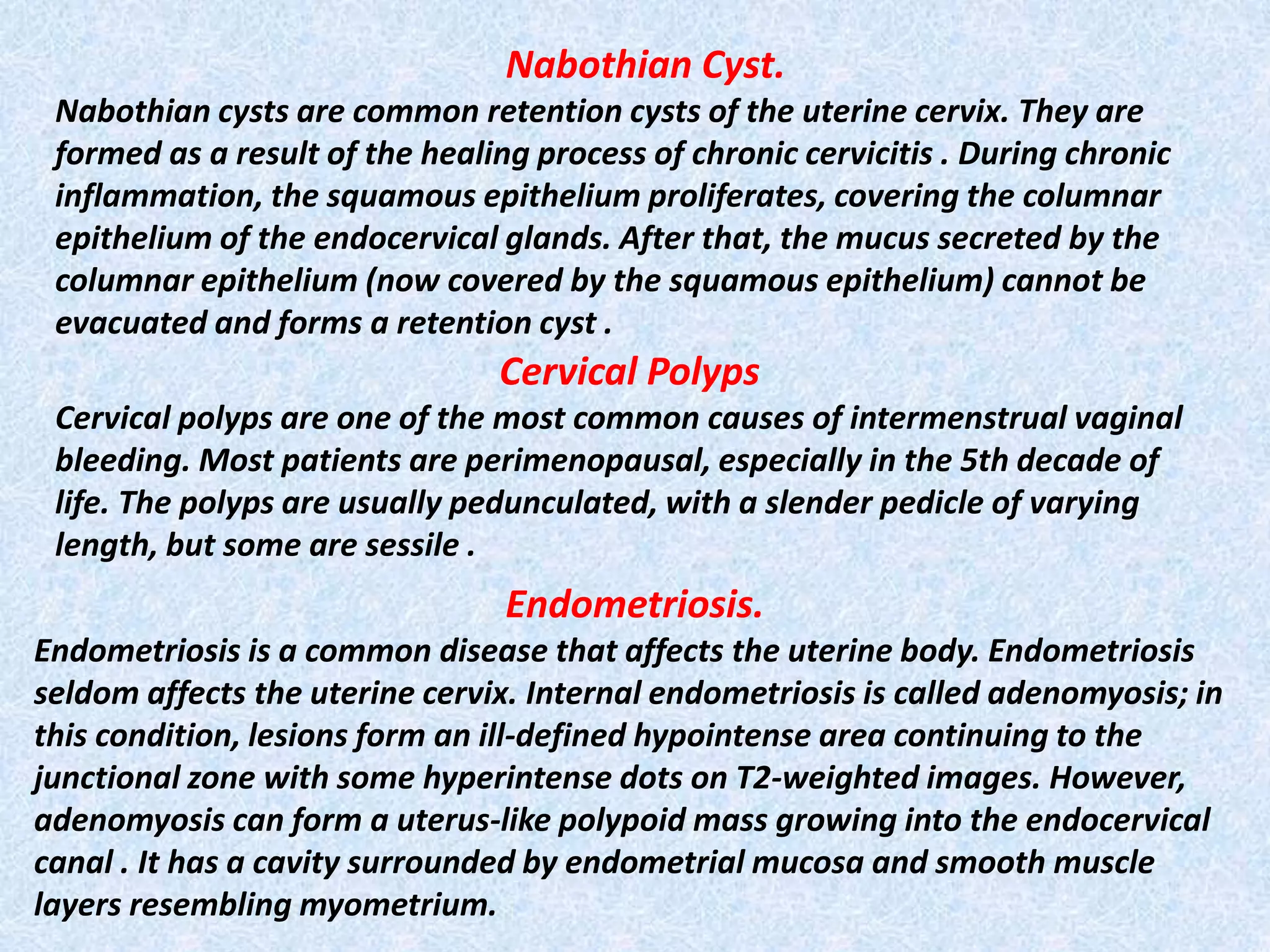 Presentation1.pptx, radiological imaging of uterine cervix diseases. | PPTX
