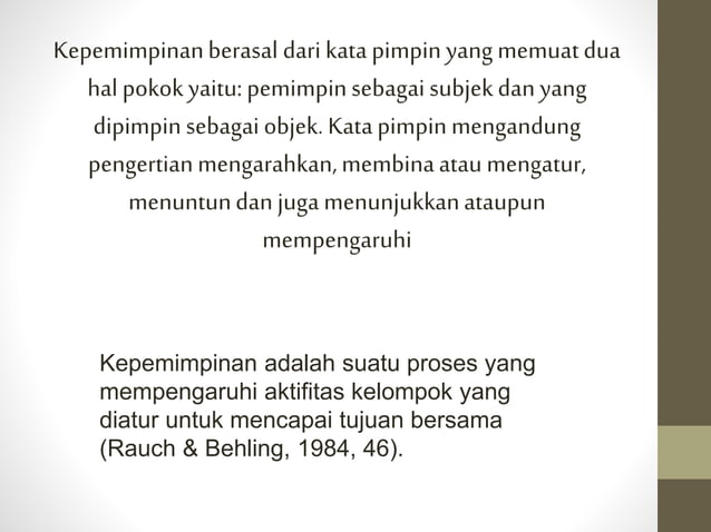 Konsep dan Teori Pemimpin dan Kepemimpinan | PPTX