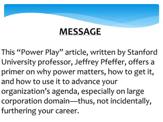 Presentation on POWER PLAY | PPTX | Business | Business and Finance