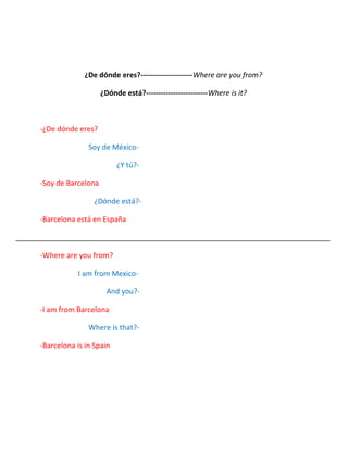 Spanish Lesson On ¿De Dónde Eres? | PPTX