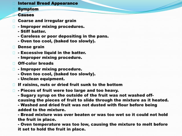 internal and external faults of bread | PPTX | Desserts and Baking ...