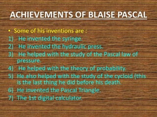 Blaise Pascal Inventions And Discoveries