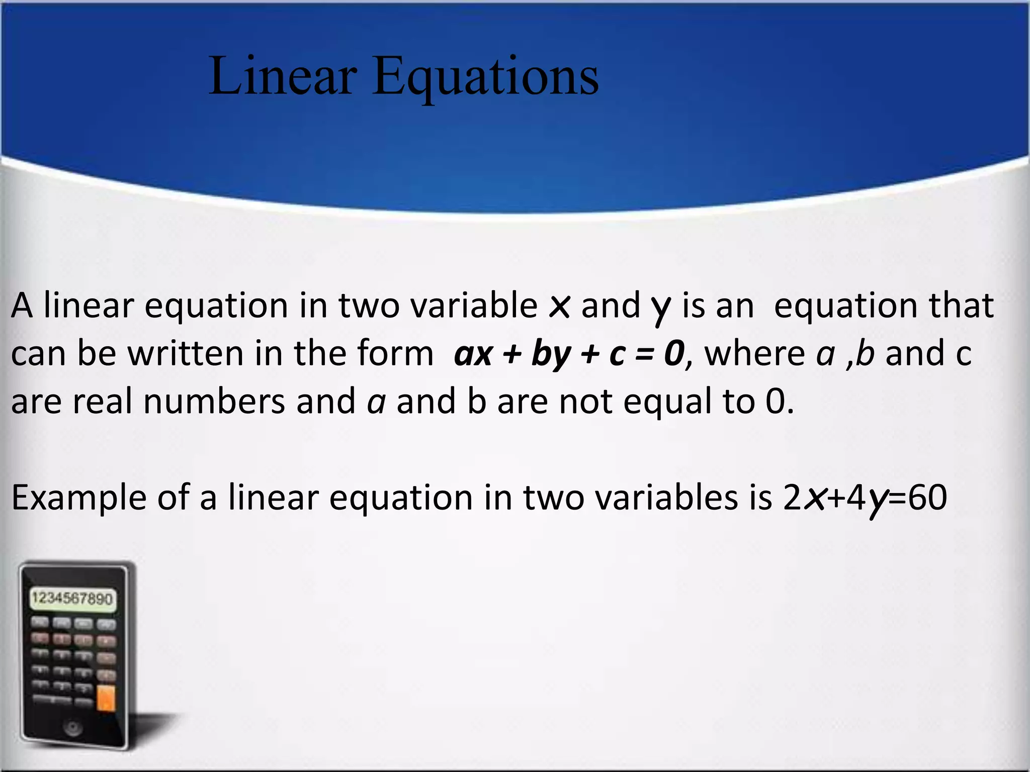 Linear Equations In Two Variables- By- Pragyan | Ppt