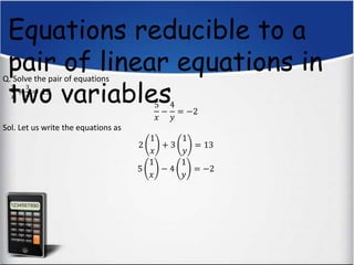 Linear equations in two variables- By- Pragyan | PPTX