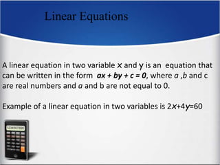 Linear equations in two variables- By- Pragyan | PPTX
