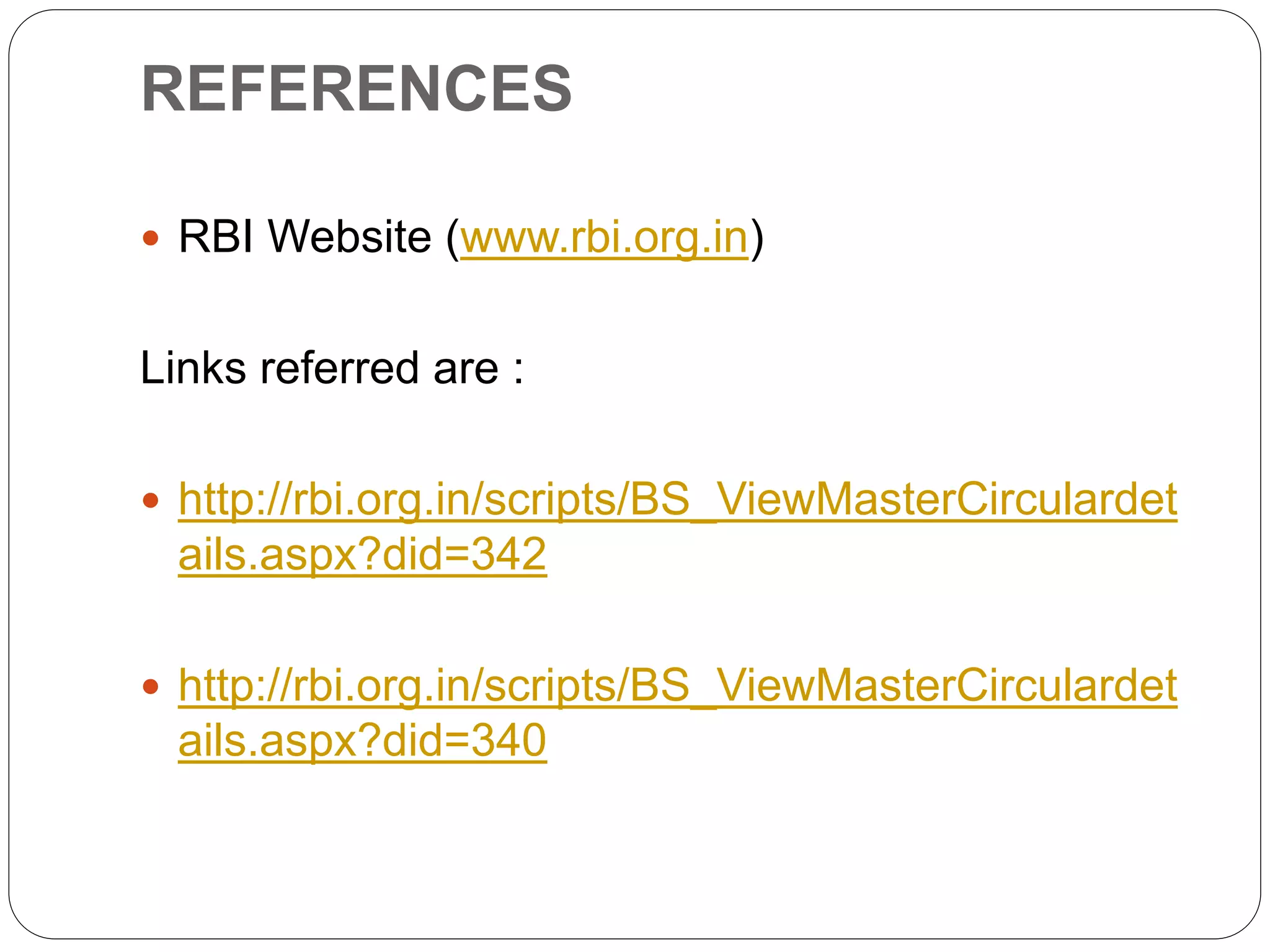 RBI GUIDELINES FOR BANKS | PPTX