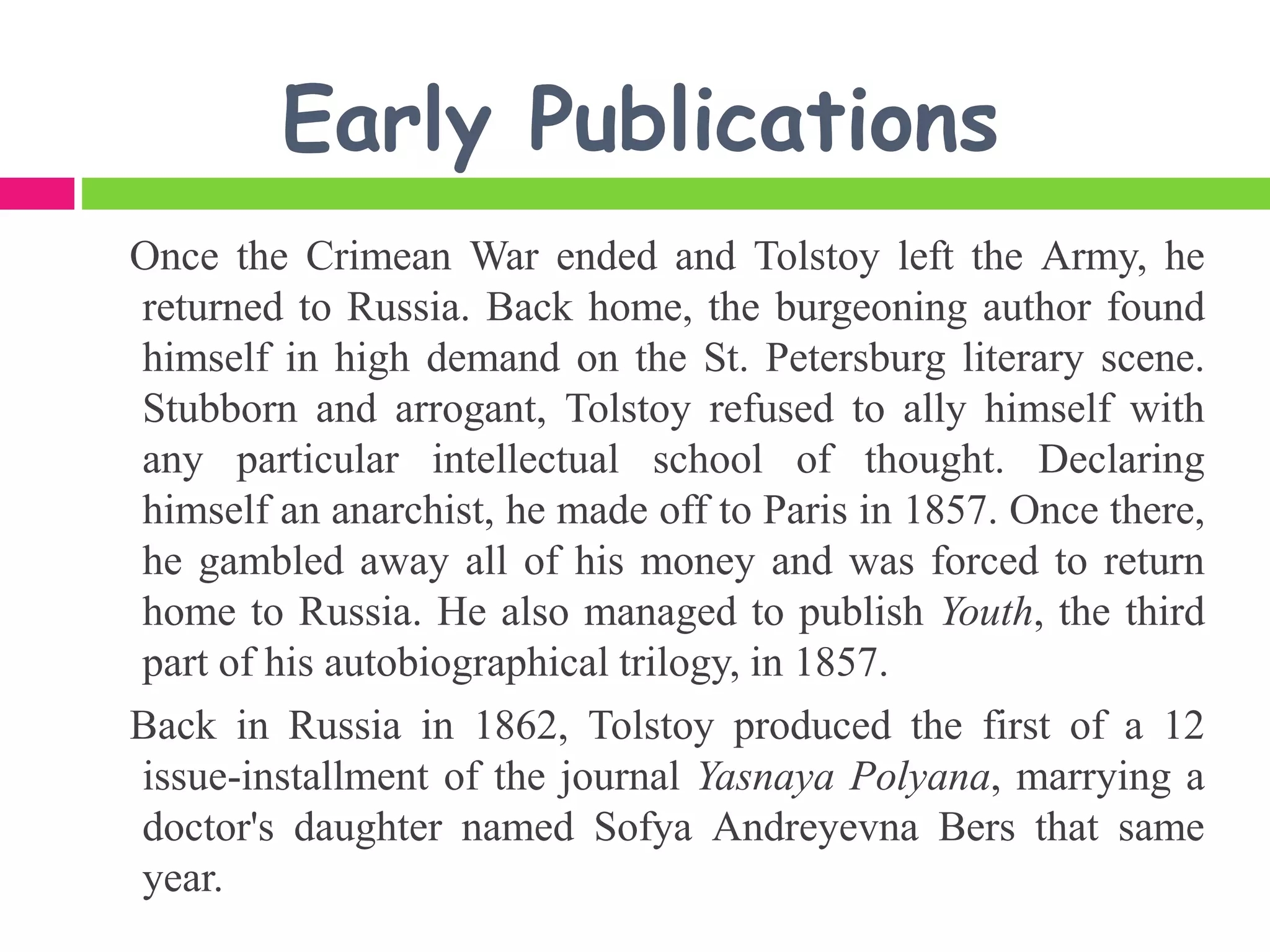 Leo Tolstoy's Biography | PPTX