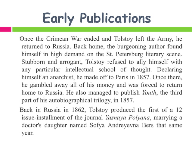 Leo Tolstoy's Biography | PPTX | Christianity | Religion & Spirituality