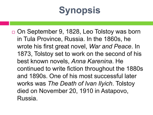 Leo Tolstoy's Biography | PPT