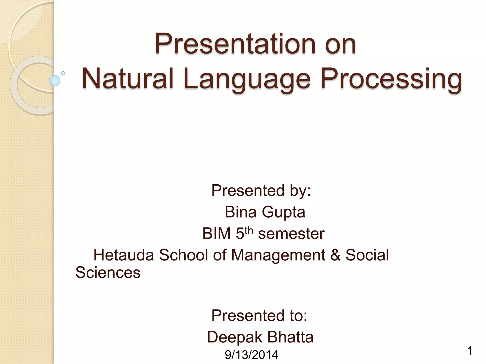 Natural Language Processing | PPTX | Artificial Intelligence ...