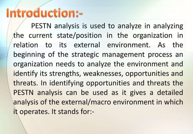 PESTN ANALYSIS | PPTX | Business | Business and Finance