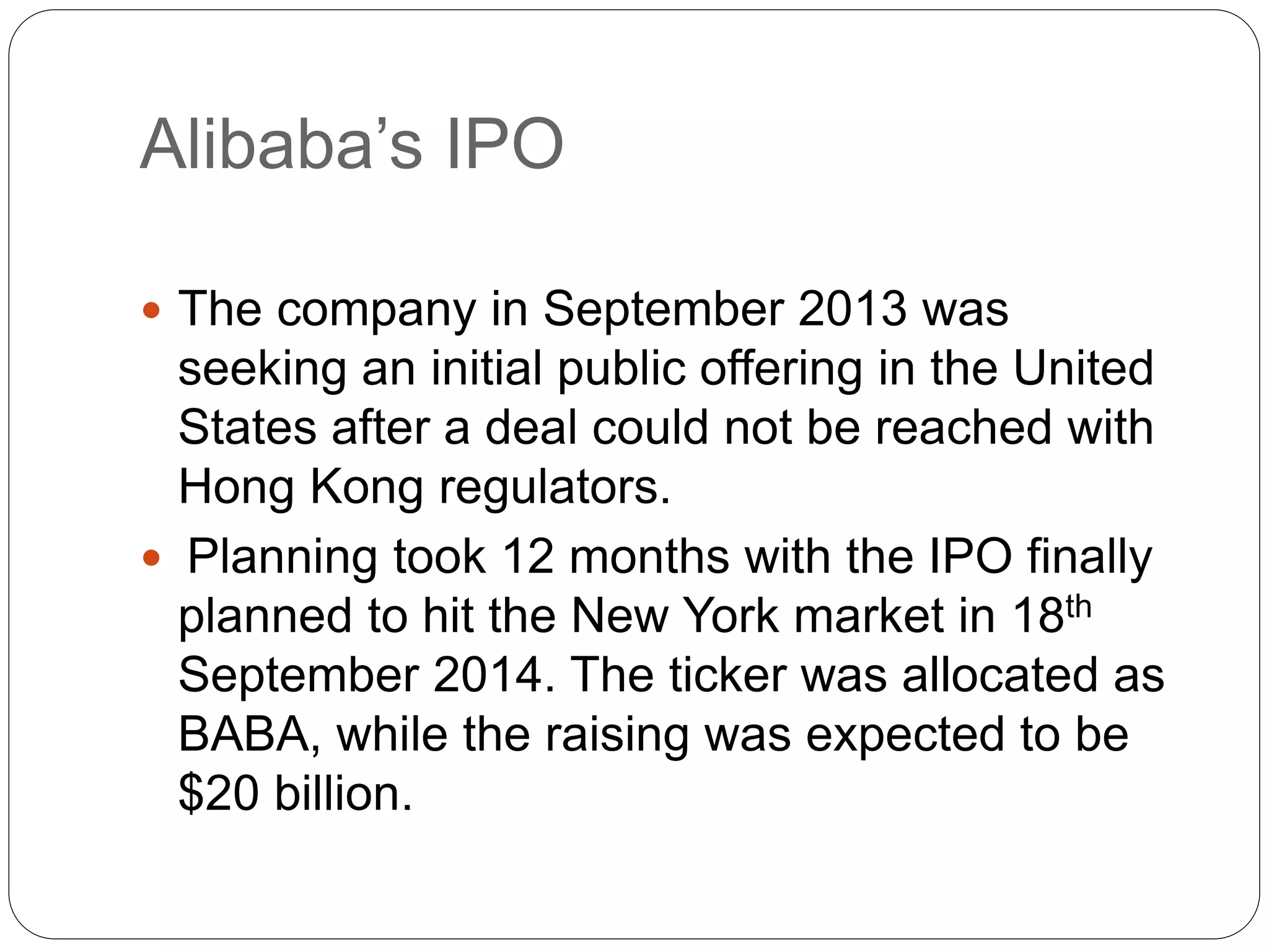 ALIBABA IPO | PPTX