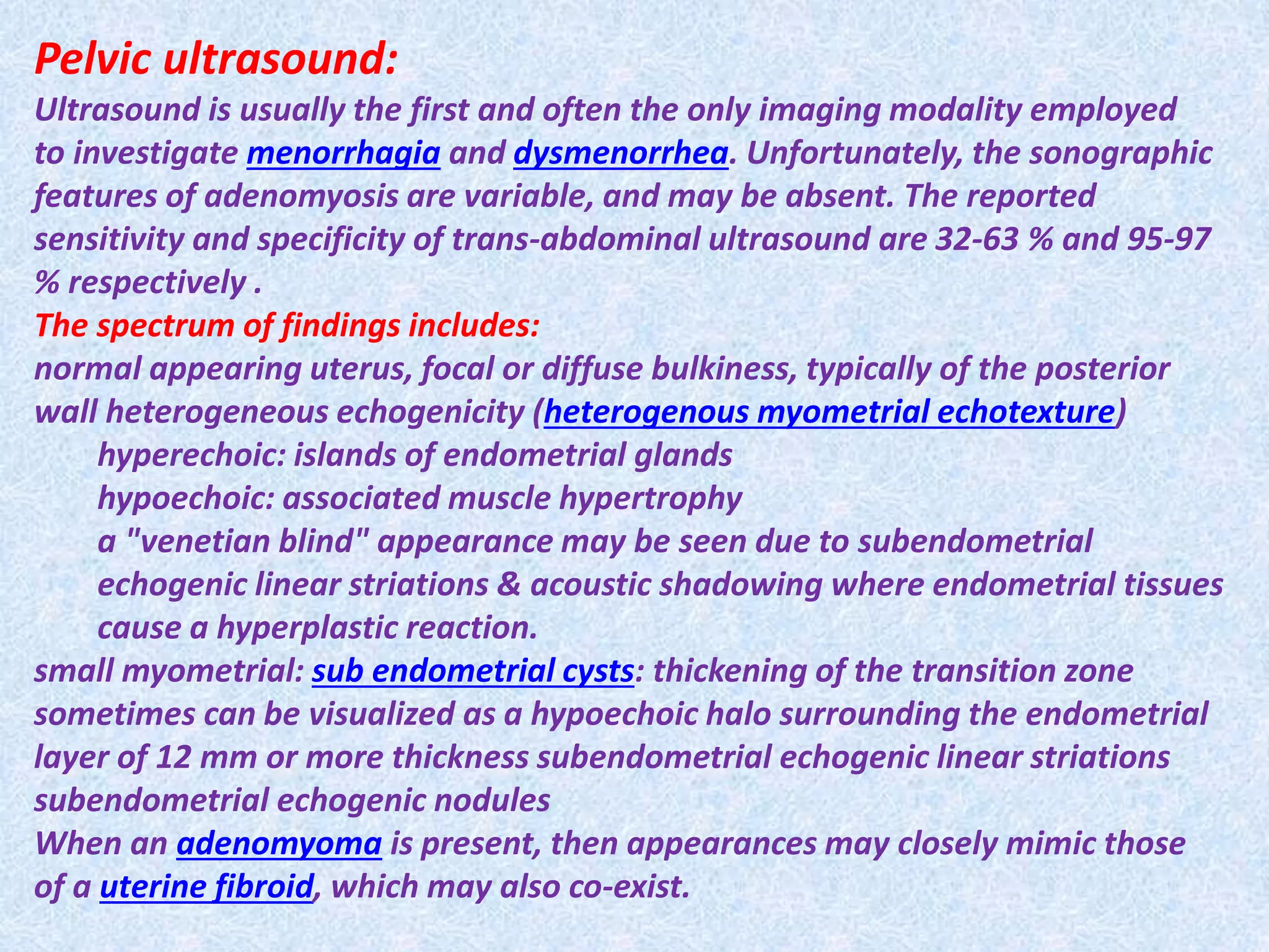 Presentation1.pptx, radiological imaging of endometriosis. | PPTX
