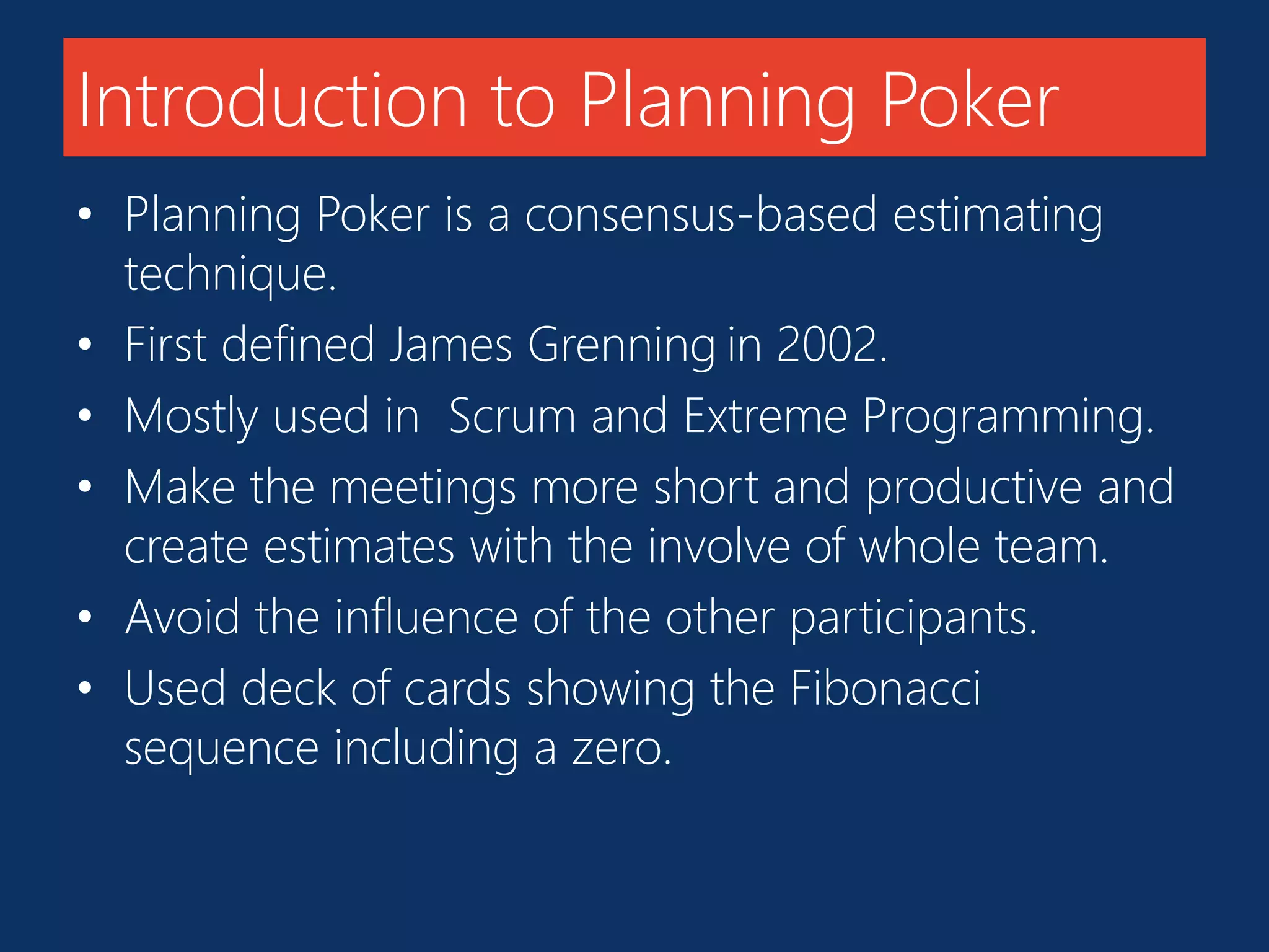 Planning Poker estimating technique | PPTX