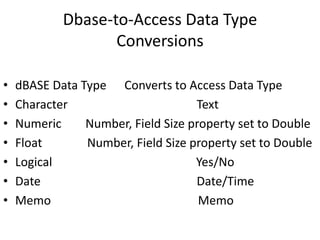 IMPORT AND EXPORT UTILITIES IN MS-ACCESS | PPT