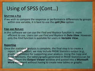 Uses of SPSS and Excel to analyze data | PPTX