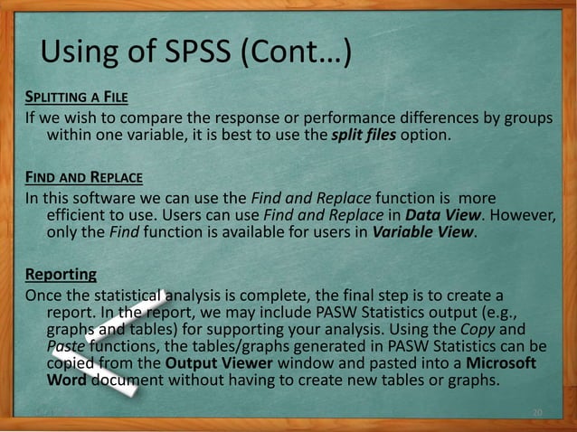 Uses of SPSS and Excel to analyze data | PPTX | Computing | Technology ...