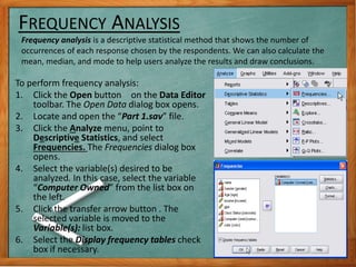 Uses of SPSS and Excel to analyze data | PPTX