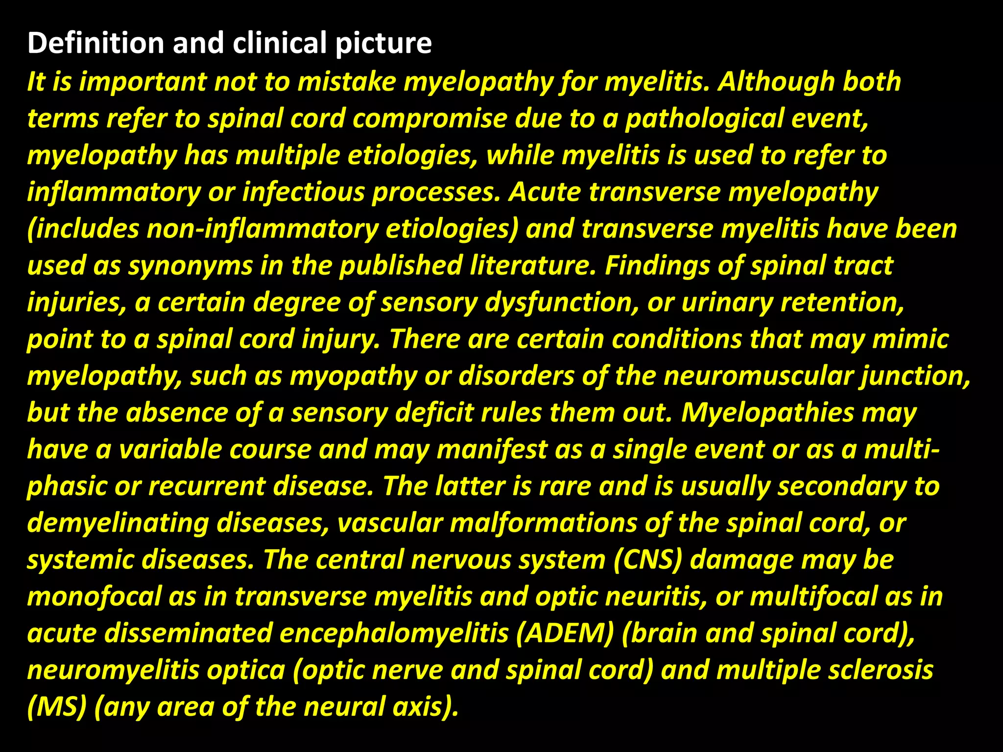 Presentation1.pptx,radiological imaging of cord myelopathy. | PPTX