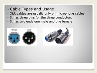 Type and usage of important studio cables. | PPT