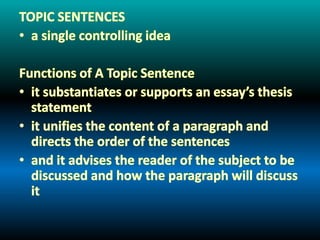 Topic Sentences | PPTX