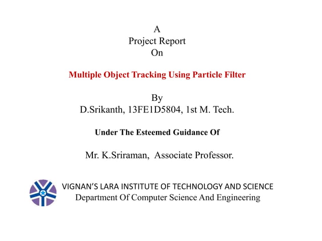 multiple object tracking using particle filter | PPT