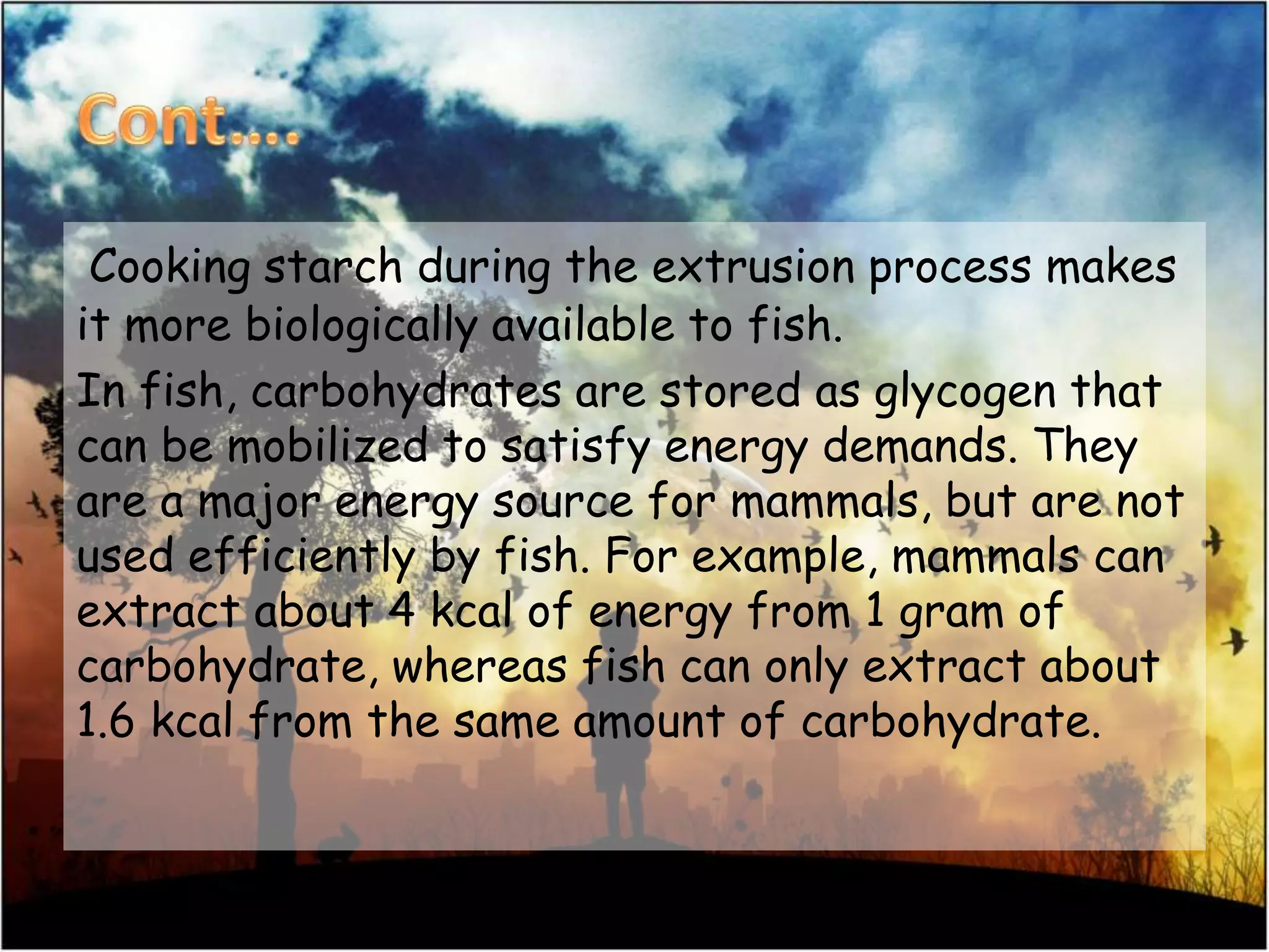 Role of carbohydrate in fish feed | PPTX