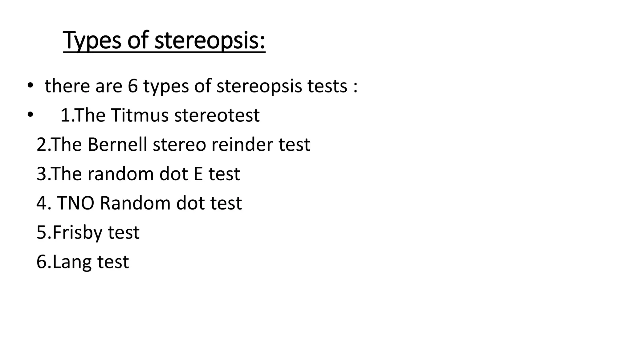 stereopsis and types of stereopsis tests | PPTX