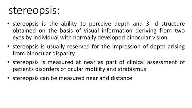 stereopsis and types of stereopsis tests