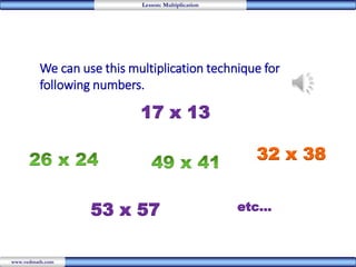 Multiplying 2 digit numbers whose unit digits add to 10 | PPTX | Homework and Study | Education