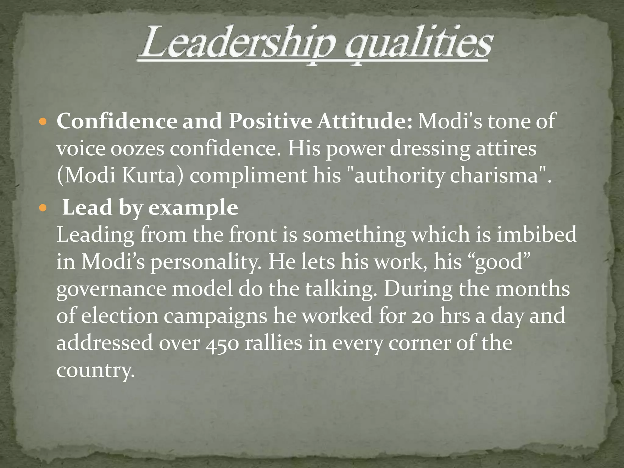 Narendra Modi : An exemplary leader | PPTX