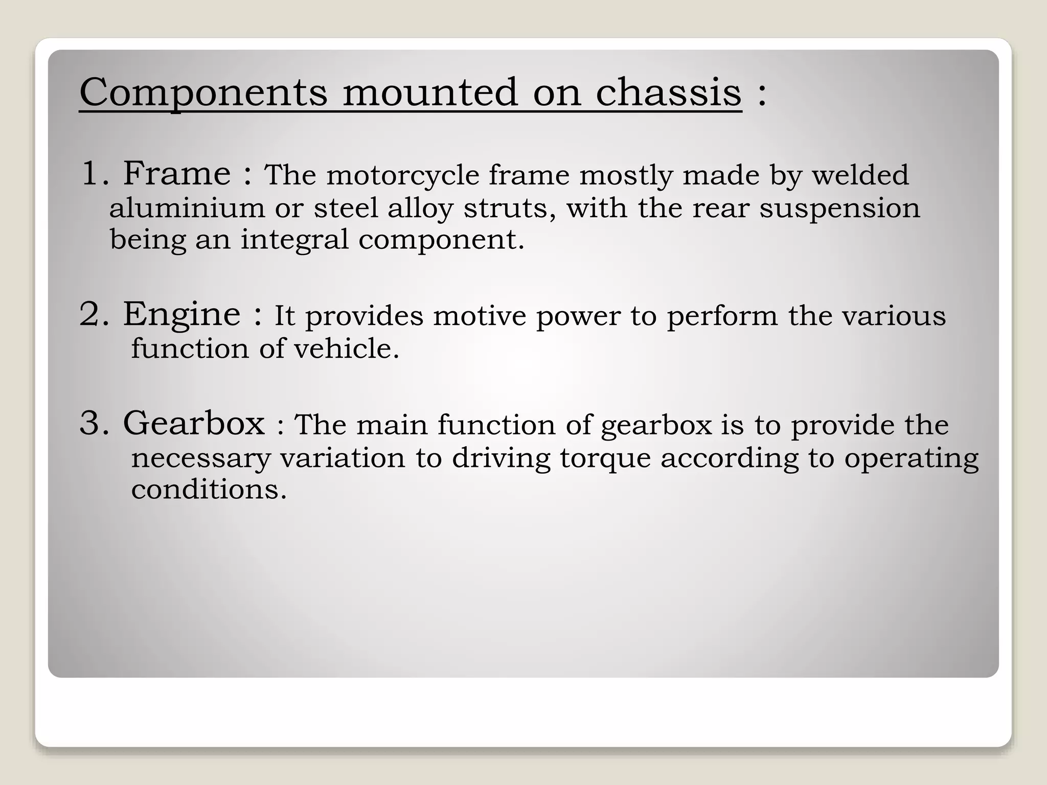 Two wheeler and its chassis | PPTX