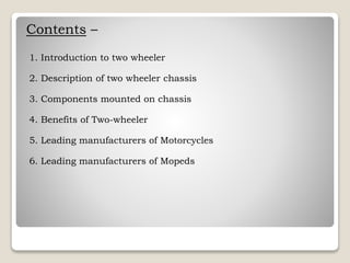 Two wheeler and its chassis | PPTX