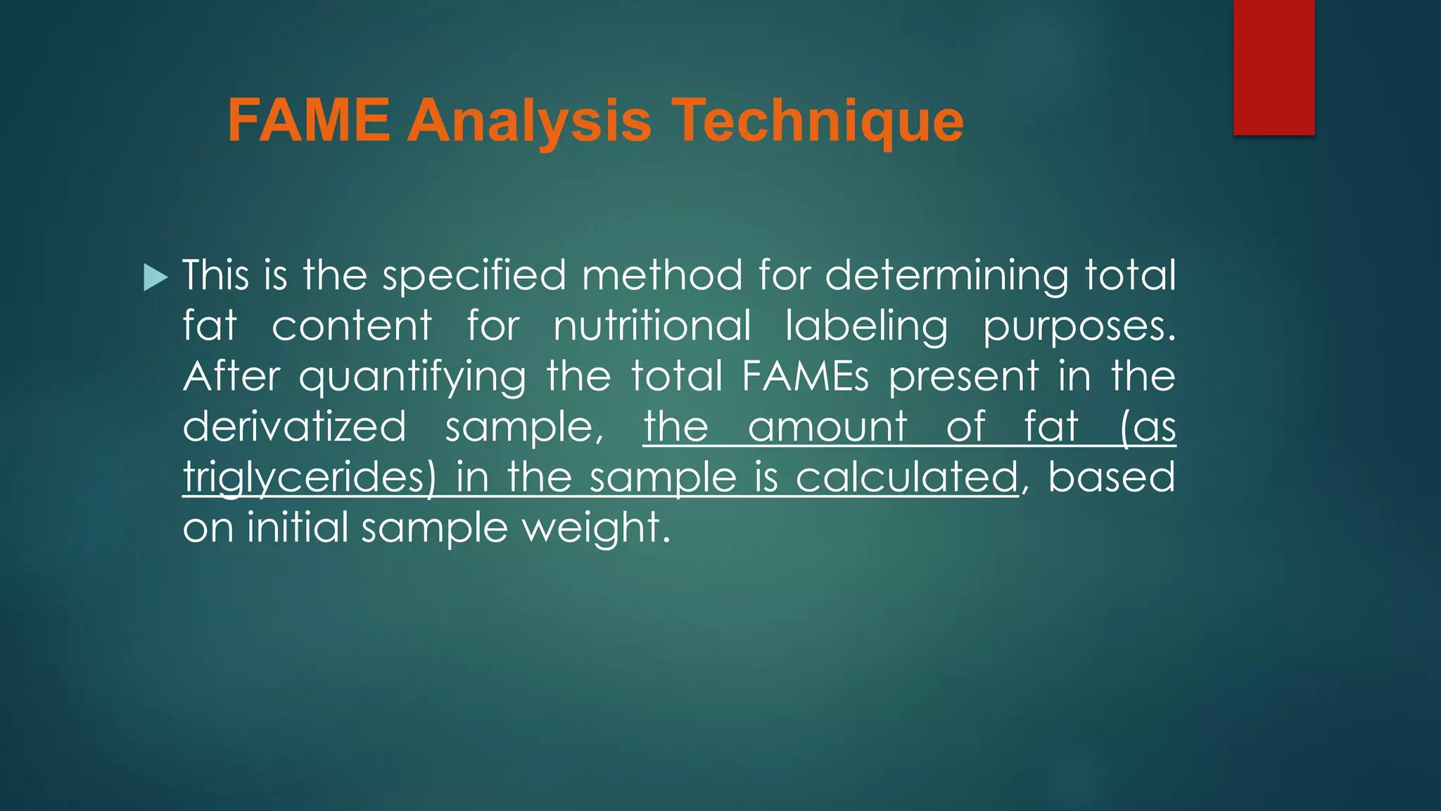 FAME (Fatty Acid Methyle ester) analysis | PDF